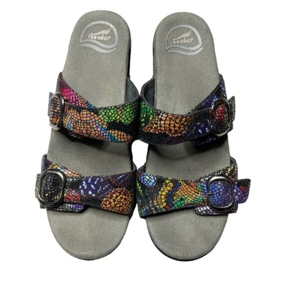 Dansko | Shoes | Dansko Sophie Sandals Black Mosaic Stained Glass ...